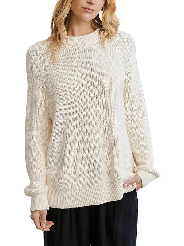 Jenni Kayne Oversized Cotton Fisherman Sweater - Ivory