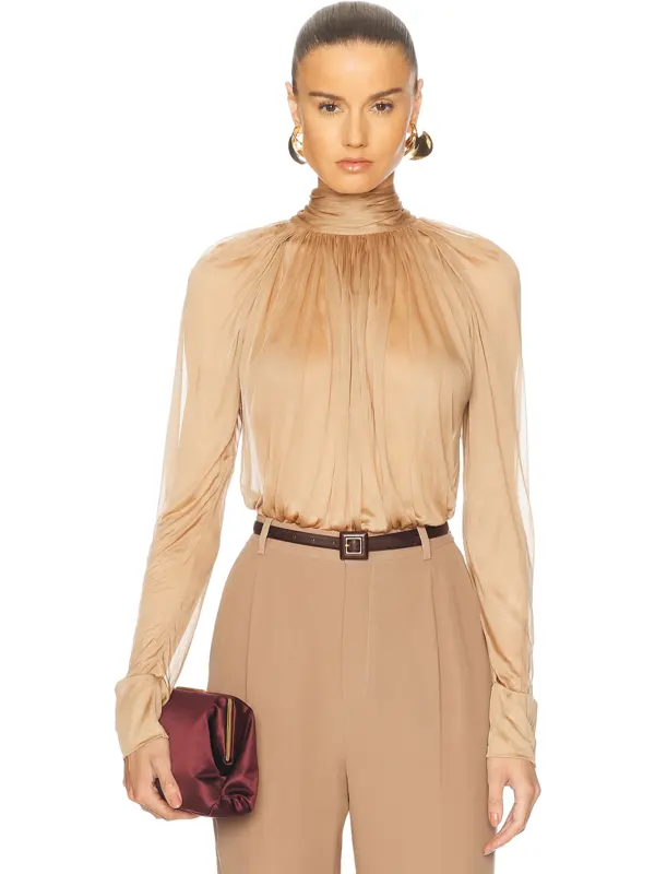 Saint Laurent Long Sleeve Bodysuit - Noisette