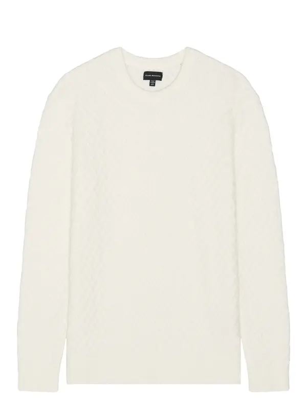 Club Monaco Boucle Half Diamond Crewneck Sweater - Ivory Marshmallow