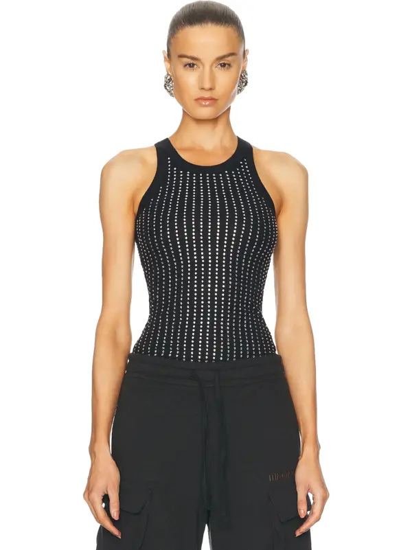 Attico Embellished Tank Top - Black