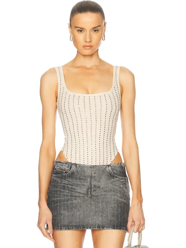 Attico Embellished Bodysuit - Fade Ecru