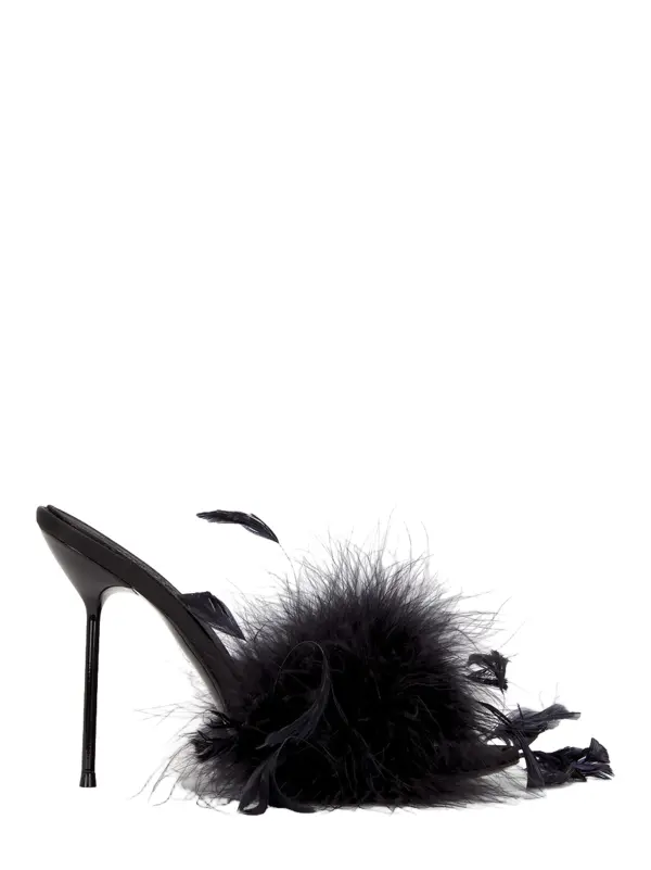 Paris Texas Lidia Feather 105 Mule - Black