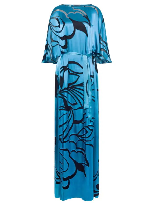 Alberta Ferretti Silk-satin Maxi Dress - Blue