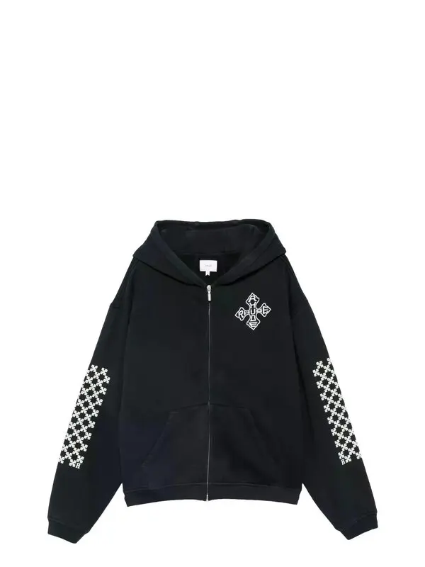 Rhude Logo Zip Up Hoodie - Black