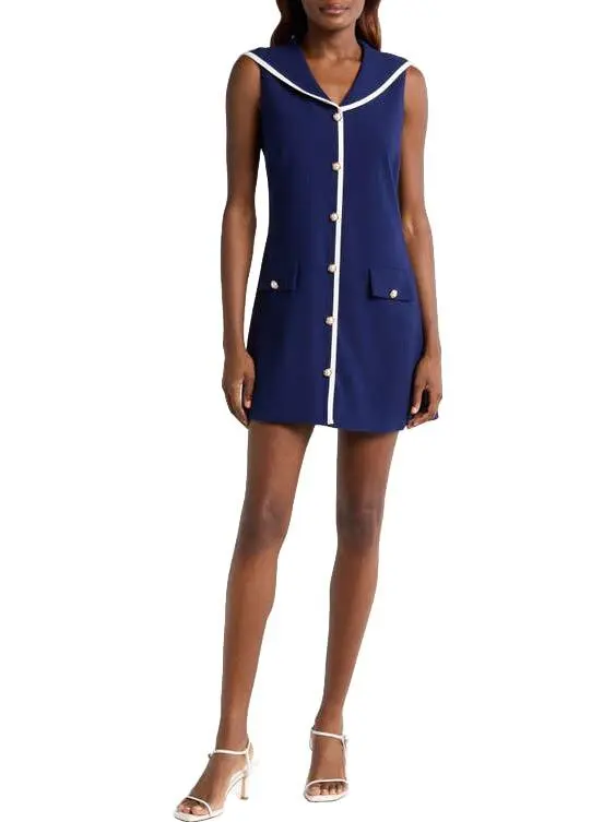 WAYF Set Sail Minidress - Marine Blue