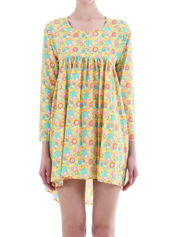 Jeremy Scott Floral-print Mini Dress - Yellow