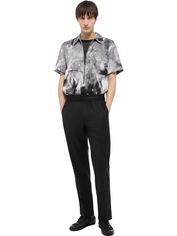 Helmut Lang Tapered Wool Trousers - Black