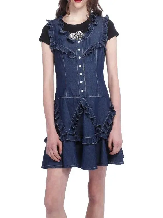 Anna Sui Ruffle Dress - Denim