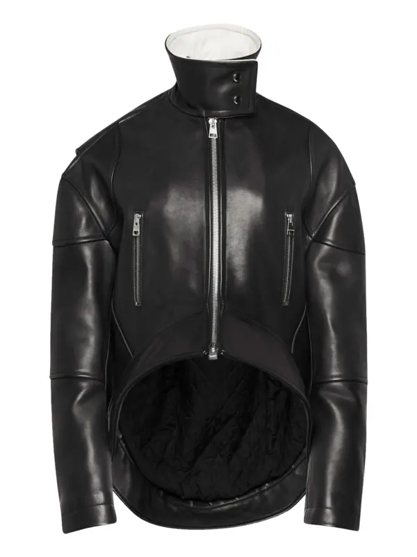 JW Anderson Curved-hem Leather Jacket - Black