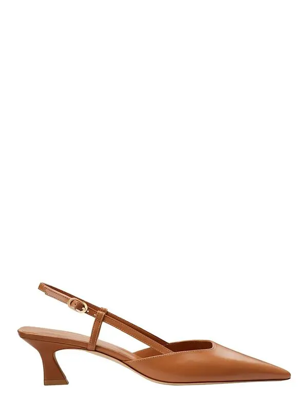 STUART WEITZMAN Vinnie Leather Kitten Slingback Pumps - Macchiato