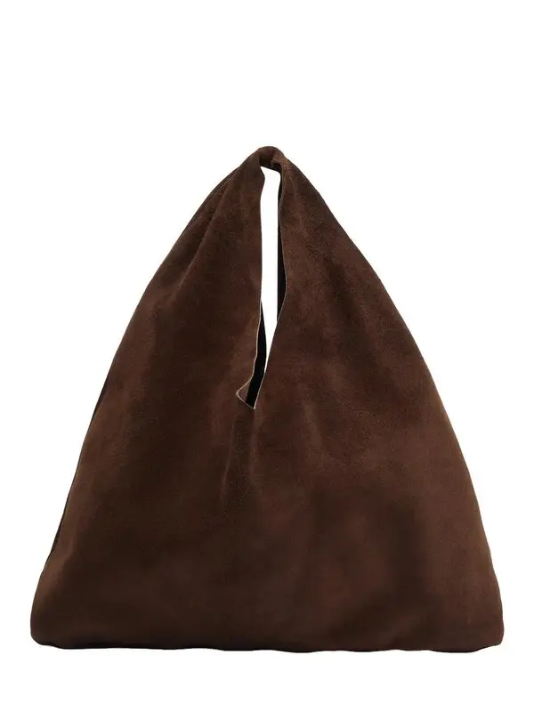 THE ROW Bindle Small Suede Top Handle Bag - Chocolate