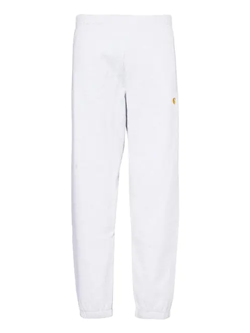 Carhartt Work In Progress Chase Brand-embroidered Cotton-blend Jogging Bottoms Xxl - Ash Grey / Gold