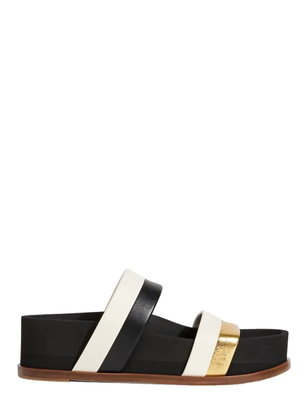 Gabriela Hearst Striker Colorblock Platform Slides - Black