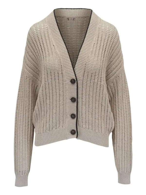 Brunello Cucinelli Contrast-trim Cardigan - Neutrals