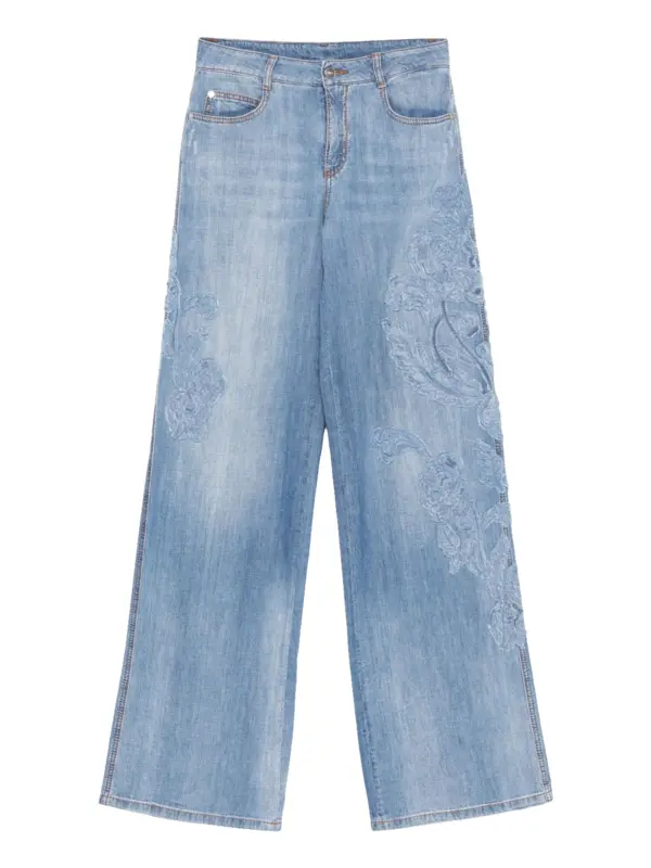Ermanno Scervino Floral-appliqué Jeans - Blue