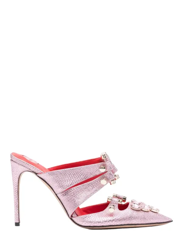 HARDOT 105mm Snakeskin-effect Mules - Pink