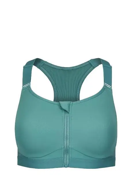ADORE ME Laticia Zip Front Sports Bra - Medium Green