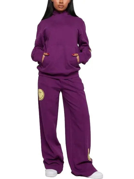 SAMII RYAN Smiley Oversized Hoodie - Purple