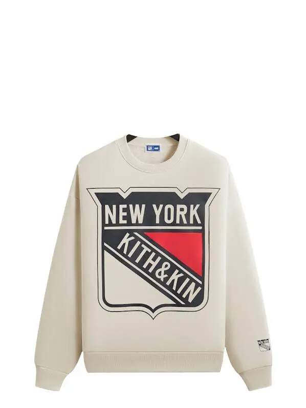 Kith X New York Rangers Shield Nelson Crewneck Sweatshirt - Sandrift