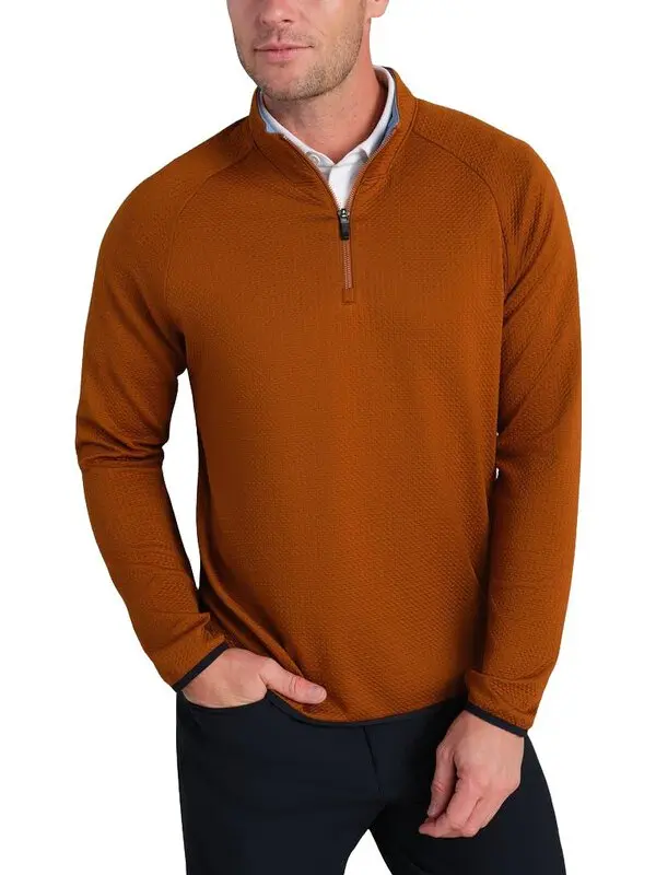 RHONE Founders Golf Quarter Zip - Dark Caramel