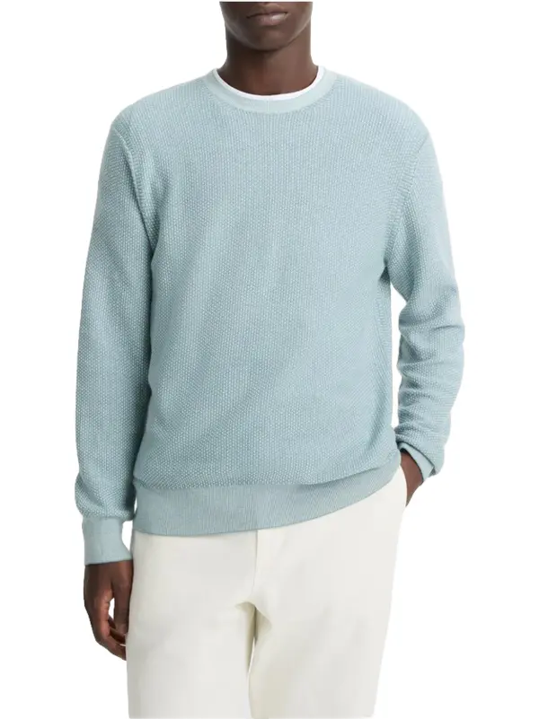 Vince Geo-jacquard Wool-blend Crew Neck Sweater - Natural