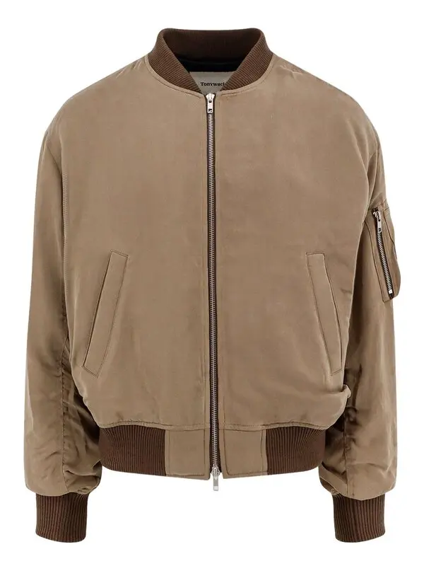 TONYWACK Rayon Padded Bomber Jacket - Green