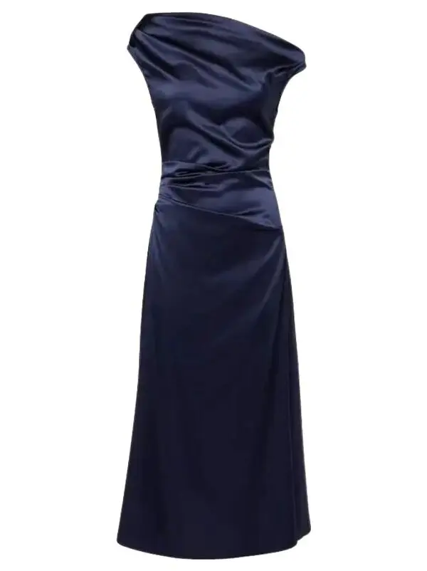 Staud Elyse Pleated Silk-blend Maxi Dress - Blue