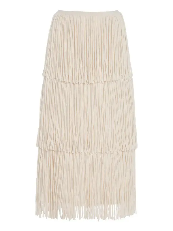 LISA YANG Isa Fringed Cashmere Maxi Skirt - Ivory