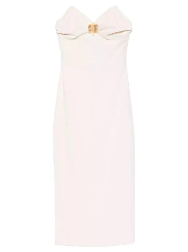 Elisabetta Franchi Macro-bow Crepe Midi Dress - Neutrals