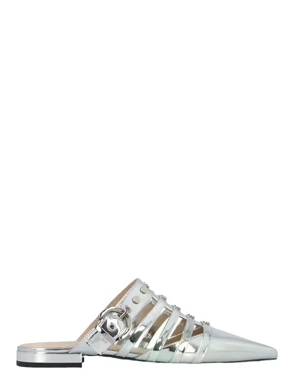 Pinko Leather Mules - Silver