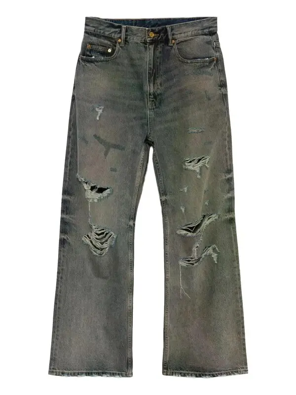 CROQUIS Wide-leg Ripped Jeans - Blue