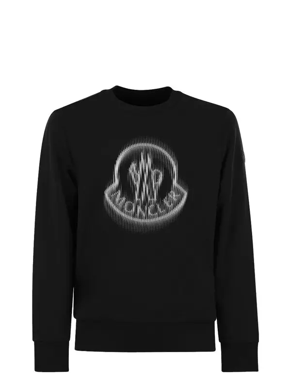 Moncler Cotton Jersey Sweatshirt With Logo - Black
