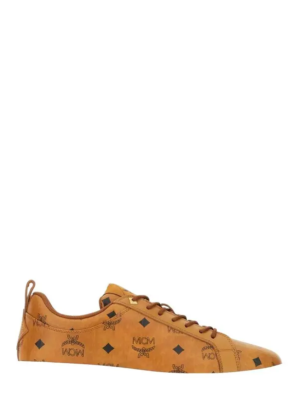 Mcm Visetos-print Sneakers - Brown