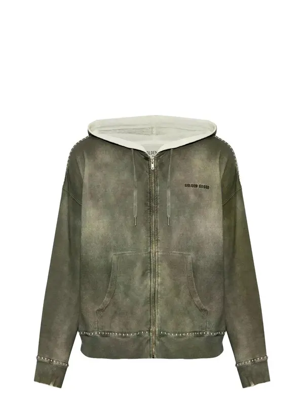 Golden Goose Sprayed-effect Studded Hoodie - Green