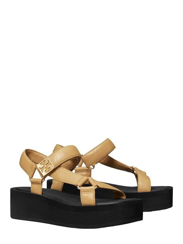 Tory Burch Mellow Platform Sandal - Ginger Shortbread / Gold / Perfect Black