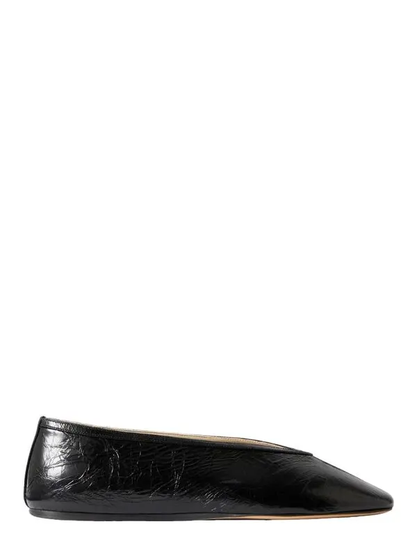 Le Monde Beryl Luna Crinkled-leather Ballet Flats - Black