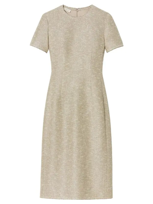 Lafayette 148 New York Sequin Speckled Tweed Short Sleeve Sheath Dress - Hickory Multi