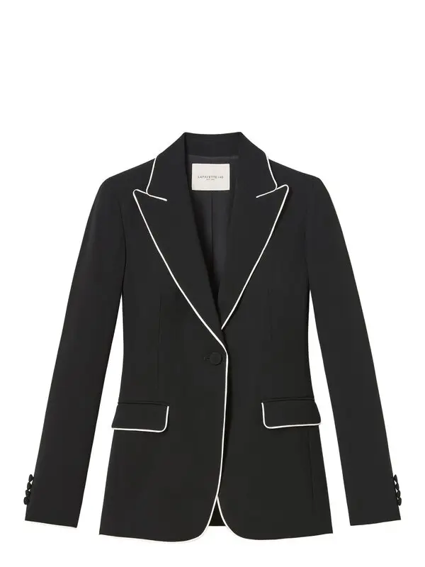 Lafayette 148 New York Piped Peak Lapel Blazer - Black