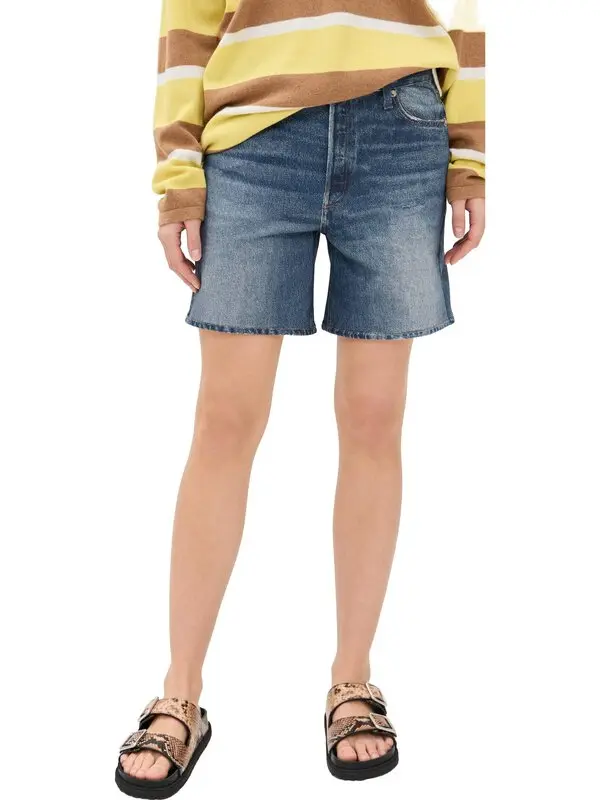 Rag & Bone Miramar Kaia Denim Print Terry Shorts - Cosmos