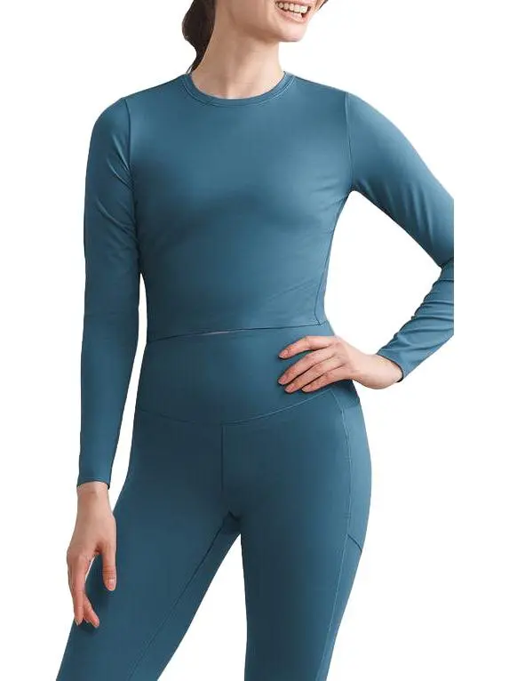 RHONE Serene Fitted Long Sleeve Top - Blue Orion