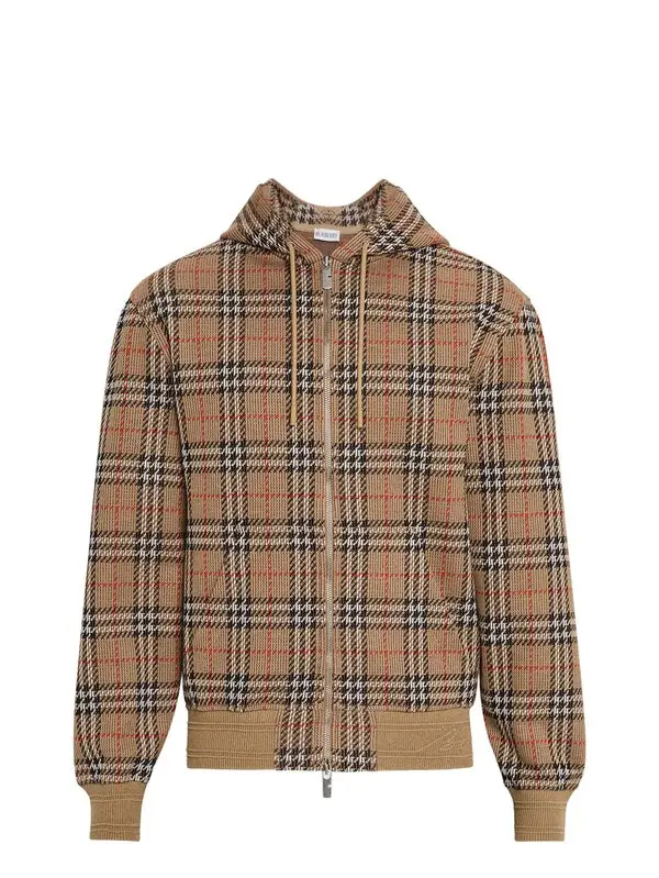 Burberry Full-zip Check Hoodie - Nut Ip Check