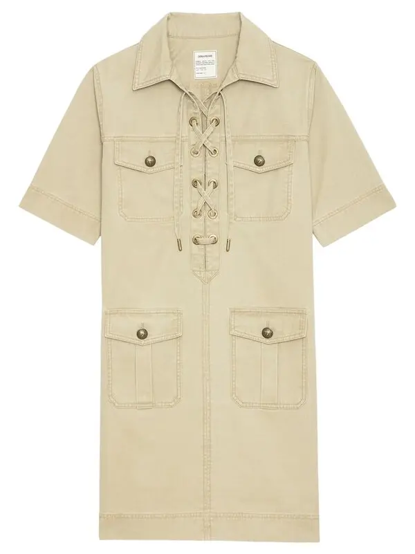 Zadig&Voltaire Record Lace-up Mini Dress - Latte