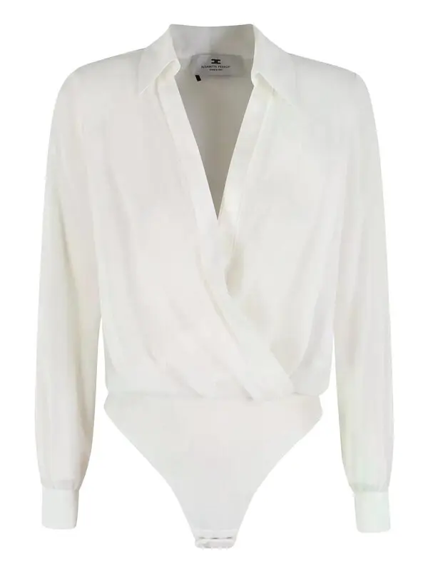Elisabetta Franchi Draped Wrap Bodysuit - White