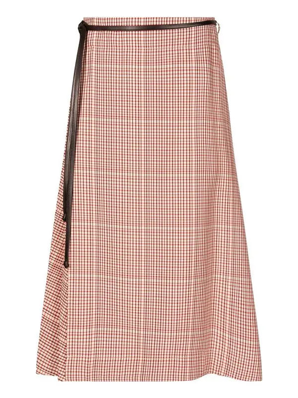 Bottega Veneta Check Tech Viscose Midi Skirt - Multicolour
