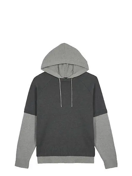 The Kooples Regular-fit Cotton-blend Hoody - Middle Grey / Anthracite