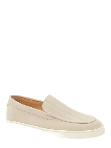 Brunello Cucinelli Chevron Embossed Suede Loafer - Beige