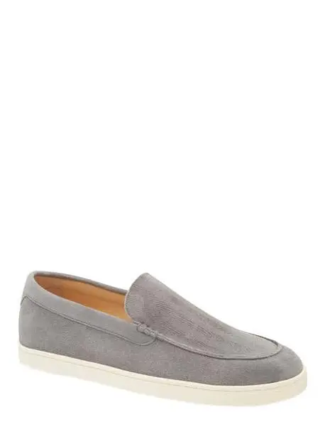 Brunello Cucinelli Chevron Embossed Suede Loafer - Grey