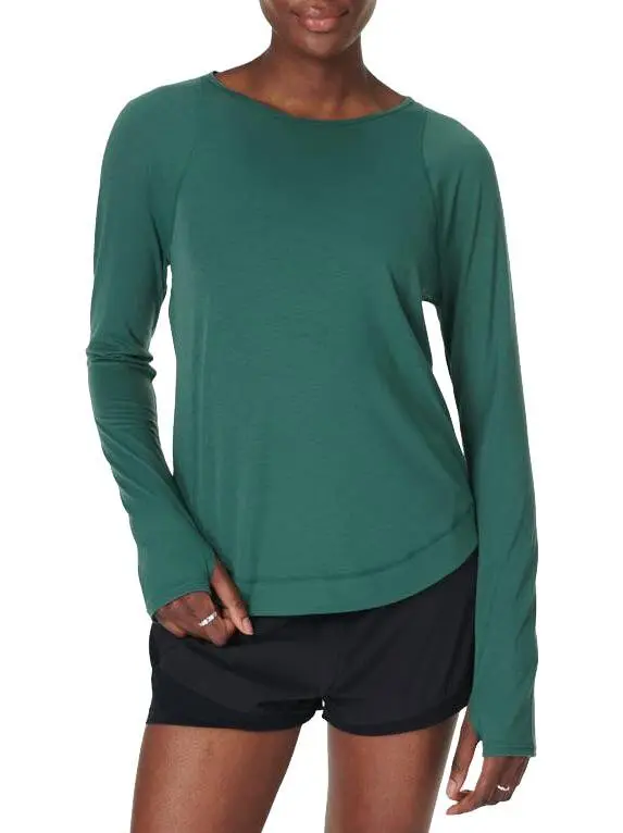 Sweaty Betty Breathe Easy Long Sleeve Running Top - Glade Green