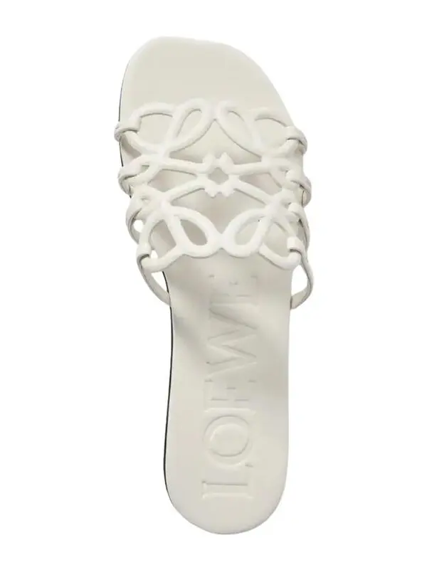 Loewe Petal Anagram Leather Slides - White