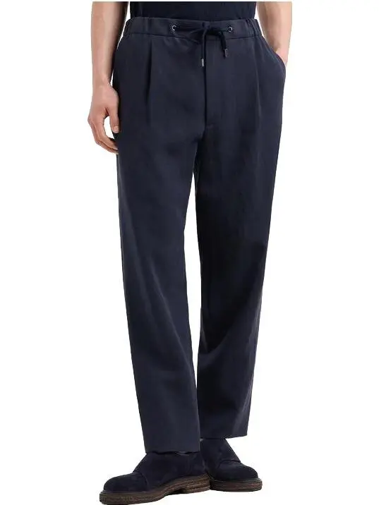 Giorgio Armani Single-pleat Linen-canvas Trousers - Blue